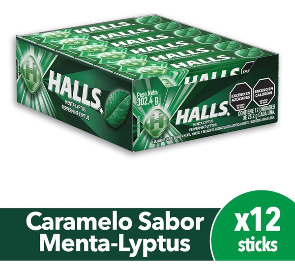 Caramelos Halls Sabor Menta Lyptus 12x25.2g | Ecomodico