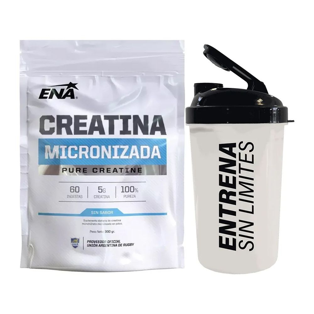 Creatina Monohidratada Micronizada Ena 300 Gr + Shaker | Ecomodico