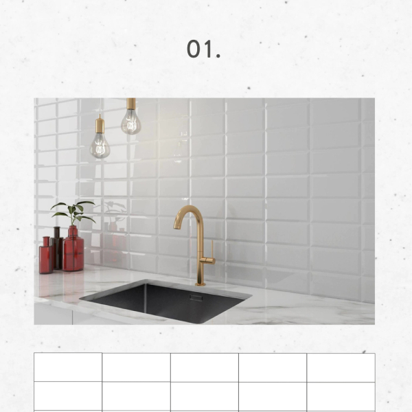 Azulejo Subway Blanco Biselado Brillante Roca 7.7 X 15,4 | Elephant