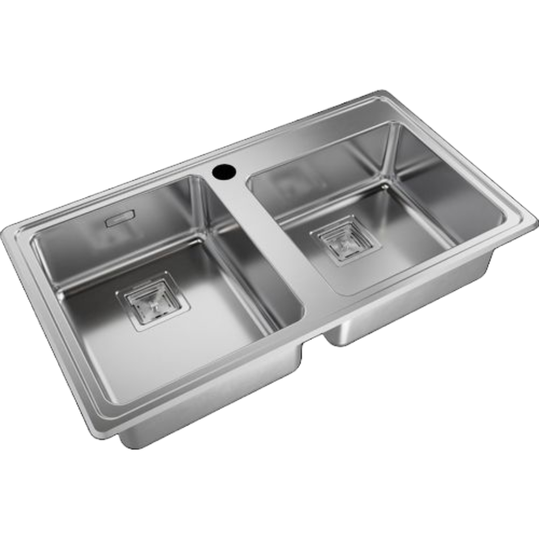 Johnson Pileta Acero Quadra Q85AD Con Orificio Para Dosificador 85,5x48 ...