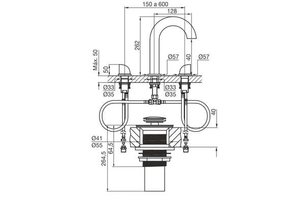 Griferia de lavatorio Novum Edge Dee FR207/J3D-CR | Foschia