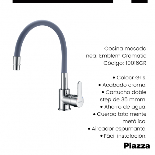 Grifería de cocina Piazza Emblem Monocomando | Foschia