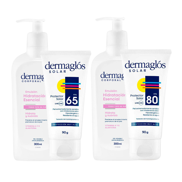 Kit Protector Solar Dermaglós FPS 65 + FPS 80 + 2 Hidratación Esencial ...
