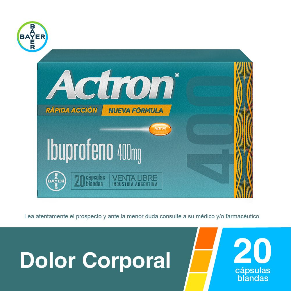 Actron Rápida Acción Nueva Fórmula Ibuprofeno 400mg x 20 Cápsulas ...