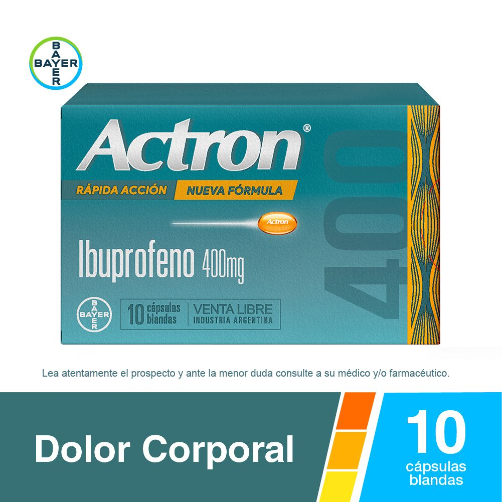 Actron Rápida Acción Nueva Fórmula Ibuprofeno 400mg x 10 Cápsulas ...