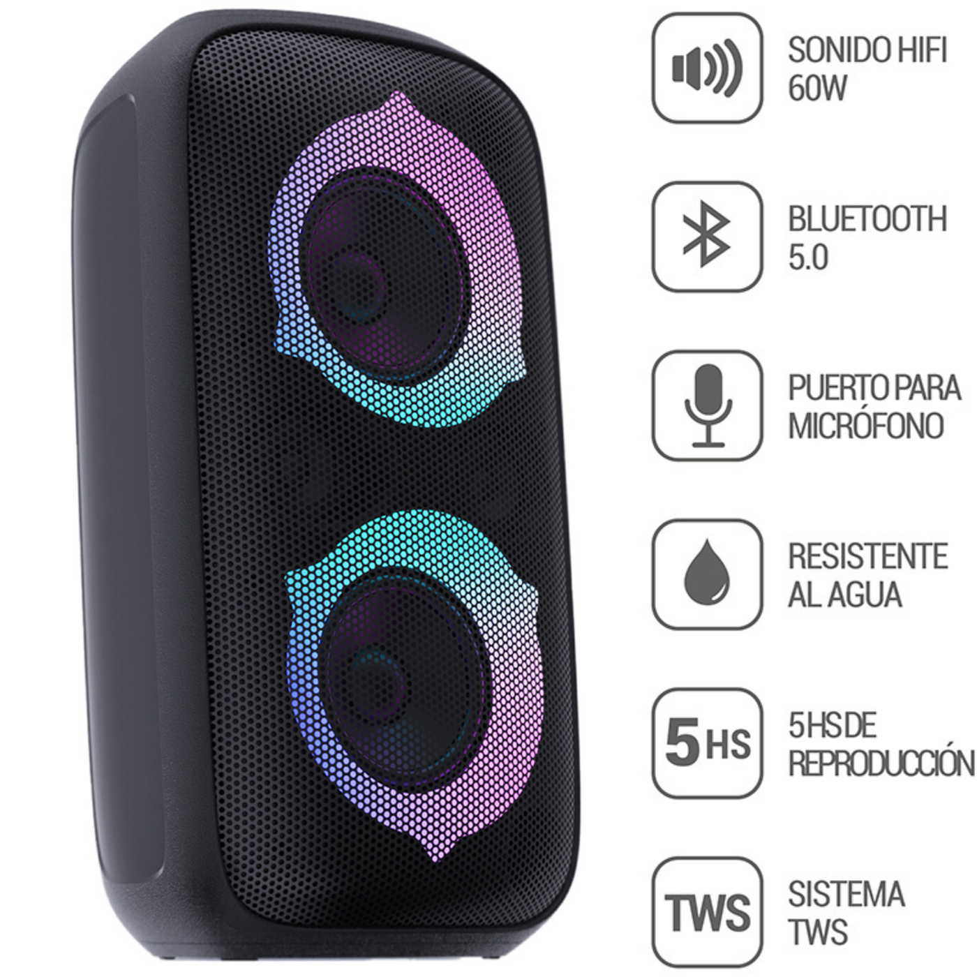 Parlante JD Sound Party Bluetooth Luces Led Inalámbrico 60W ...